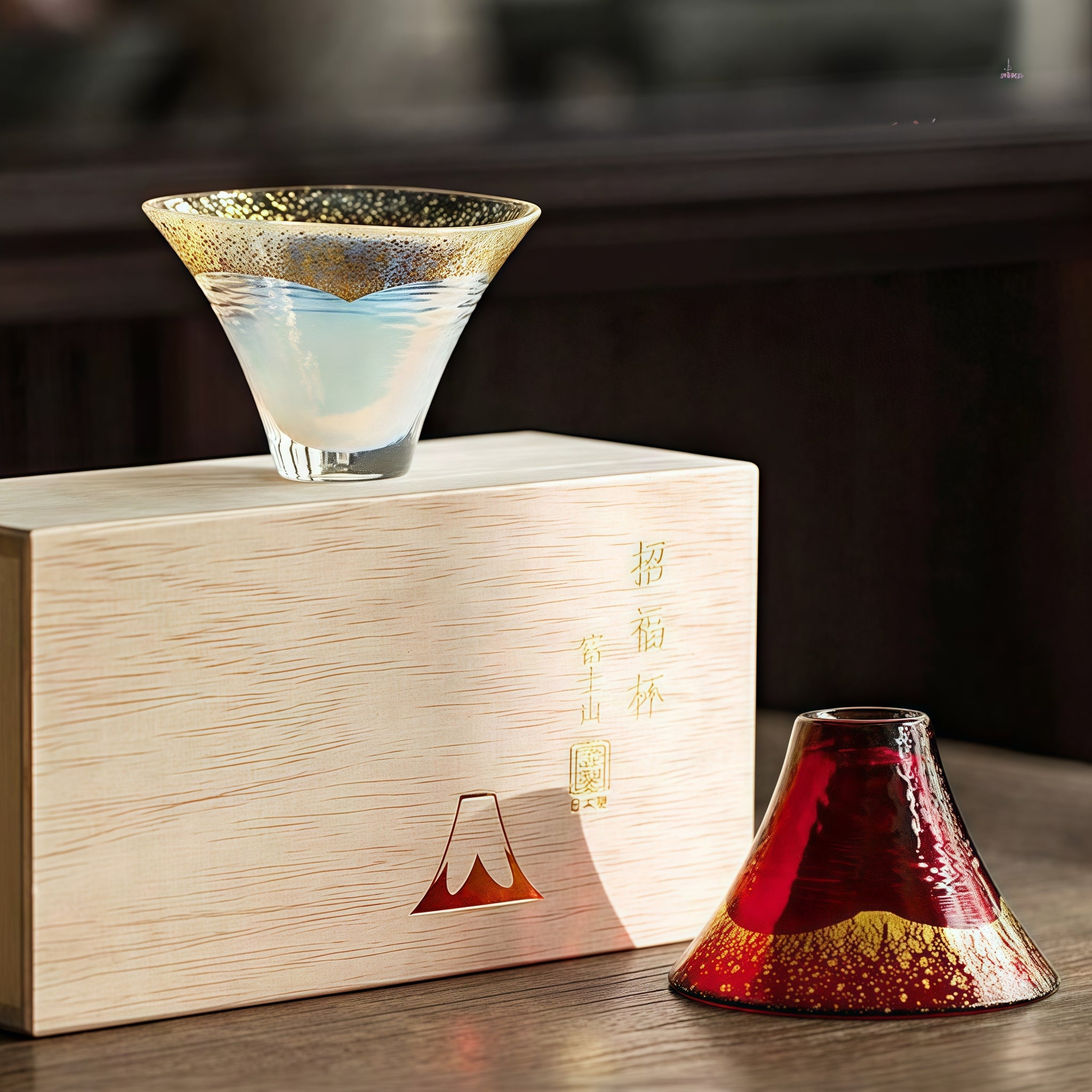 Toyo Sasaki Handcrafted Shinku & Yuki Fuji Sake Glass Set - MASU