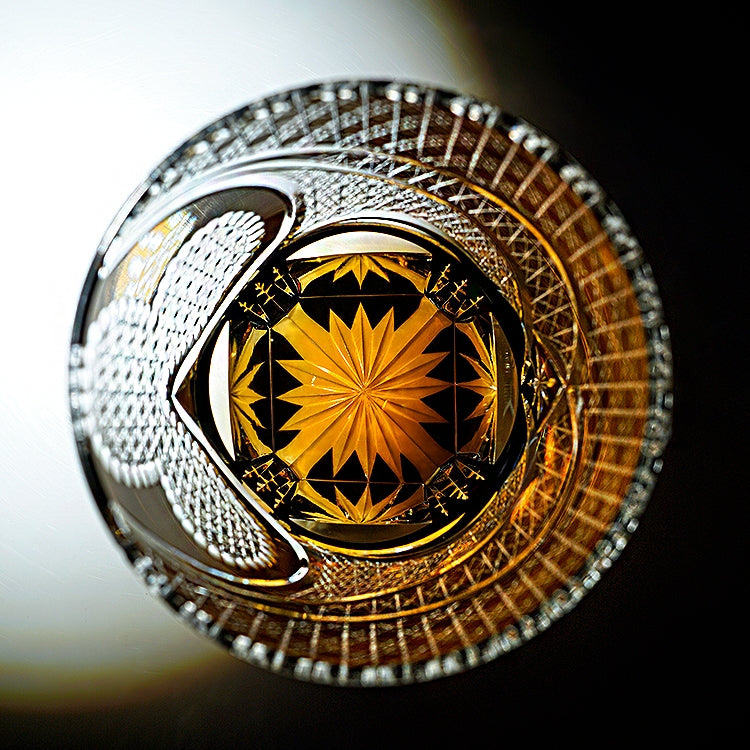 Edo Kiriko Handcrafted Club Crest Whiskey Glass With Wooden Box - MASU