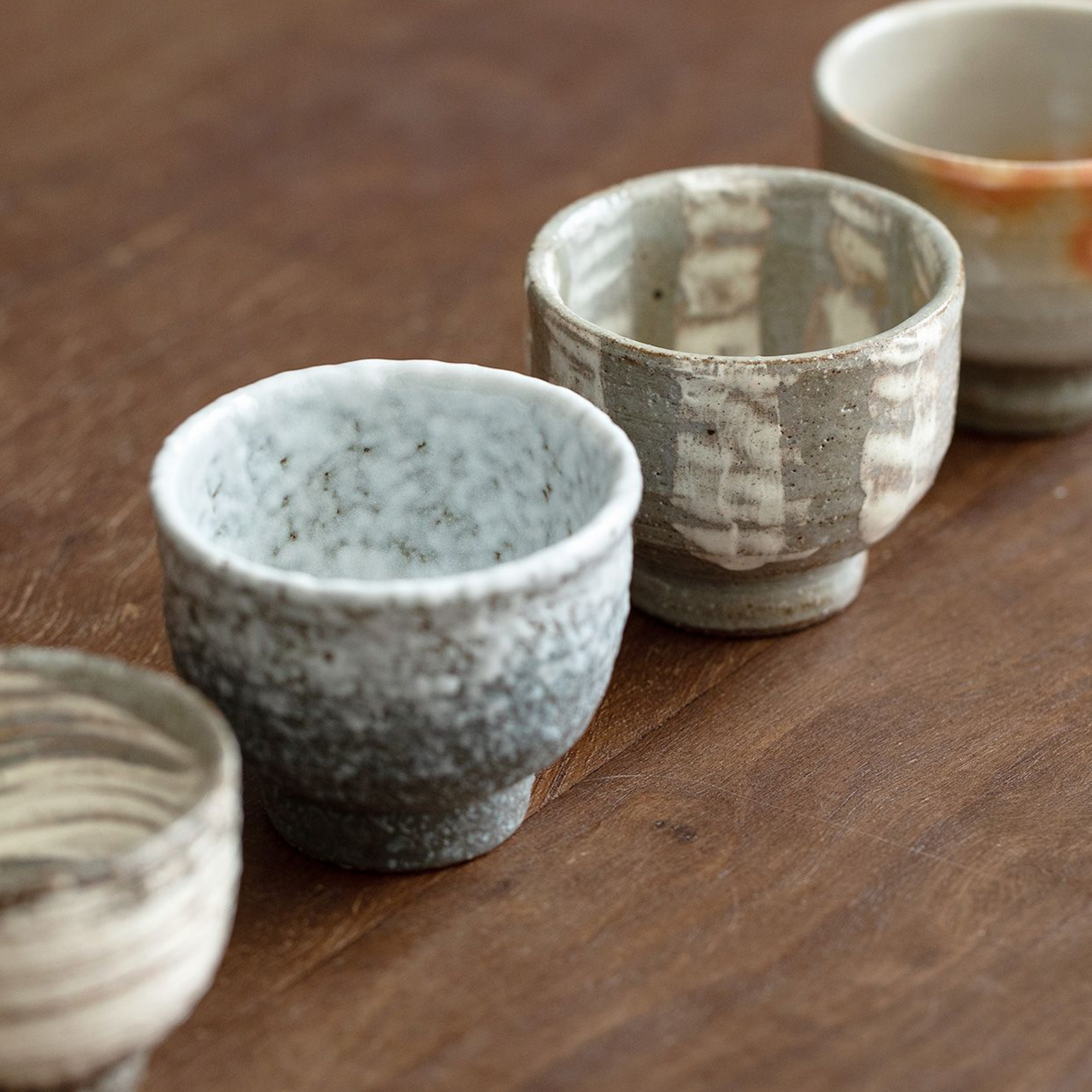 Japanese Handcrafted Sandy Textured Banko Ware Tea Cup Set - MASU