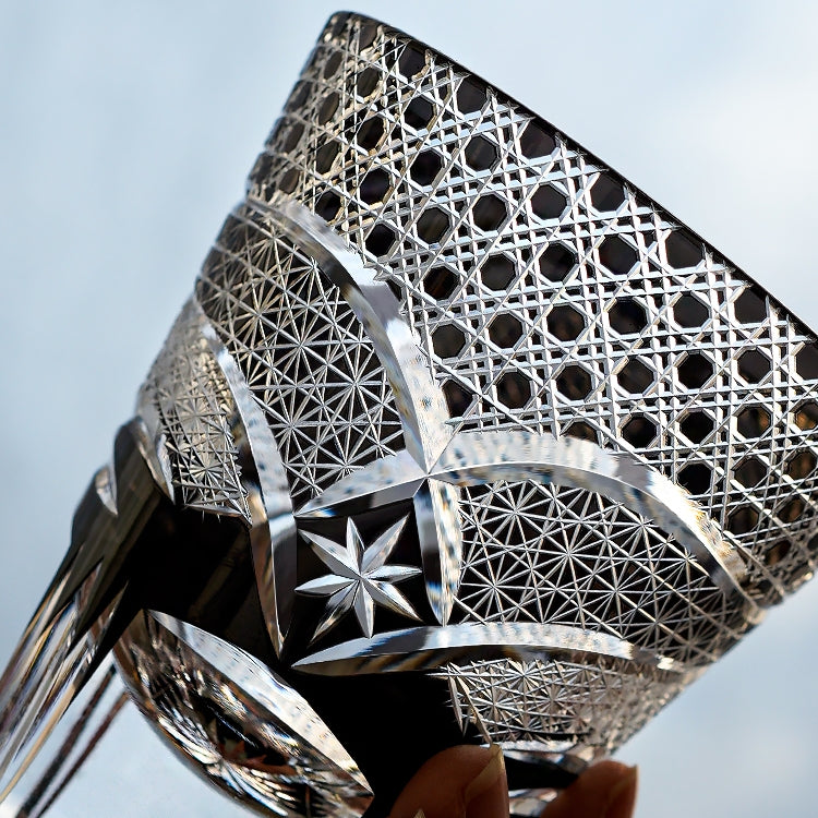 Edo Kiriko Handcrafted Club Crest Whiskey Glass With Wooden Box - MASU