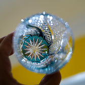 Edo Kiriko Handcrafted Azure Koi Whisky Glass With Wooden Box- MASU