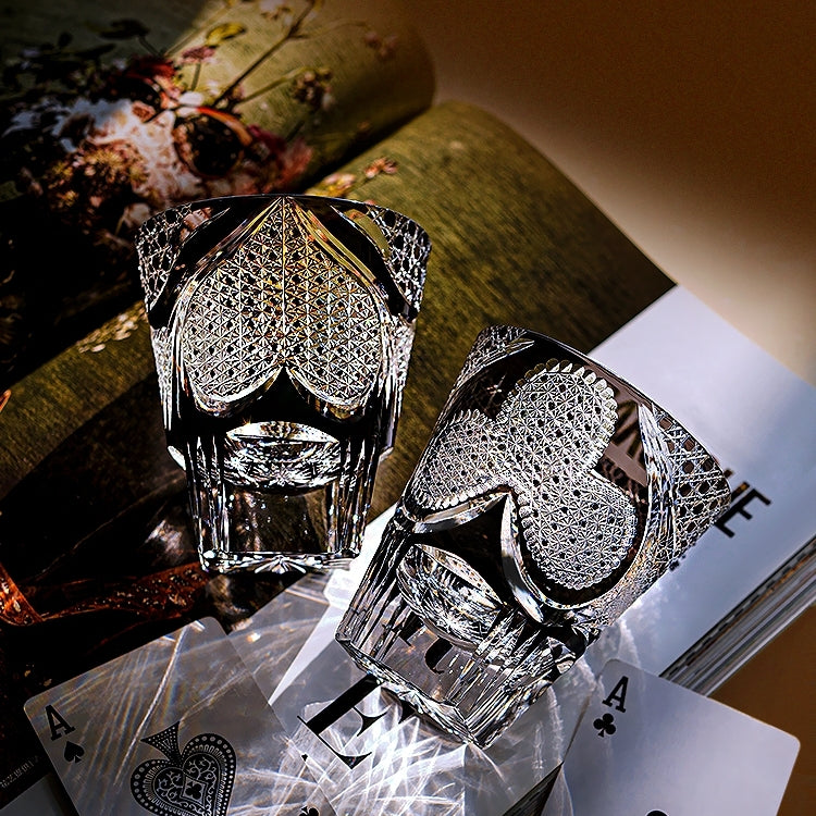 Edo Kiriko Handcrafted Club Crest Whiskey Glass With Wooden Box - MASU