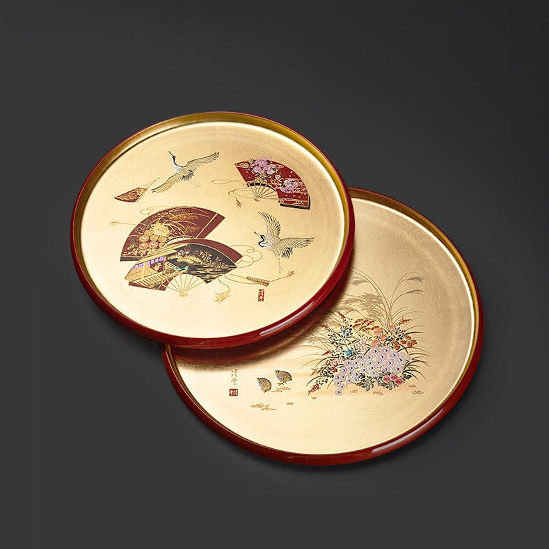 Yamanaka Shikki Gold Foil Round Tray - MASU