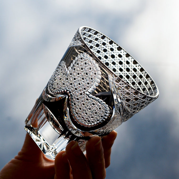 Edo Kiriko Handcrafted Club Crest Whiskey Glass With Wooden Box - MASU