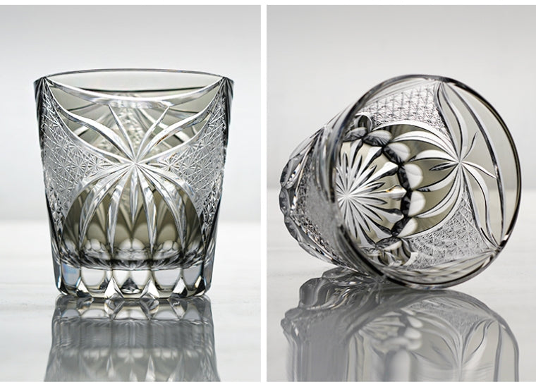 Edo Kiriko Handcrafted Inkstone Grey Butterfly Whiskey Glass With ...