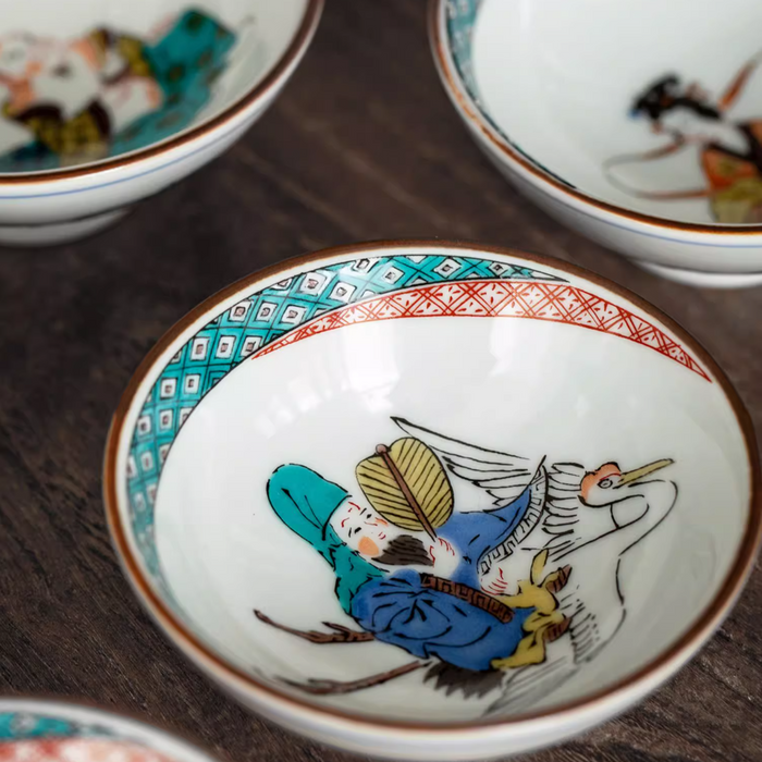 Kutaniyaki Shichifukujin Tea Cup Set - MASU
