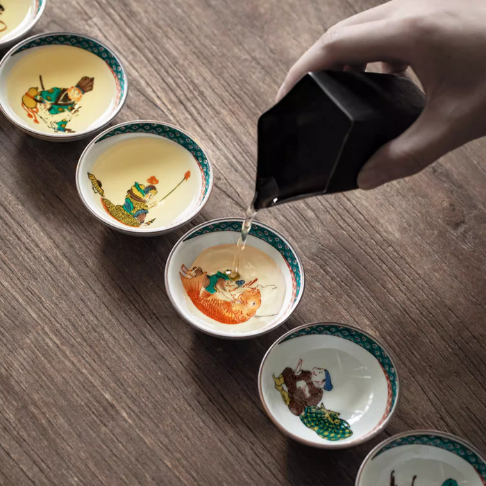 Kutaniyaki Shichifukujin Tea Cup Set - MASU
