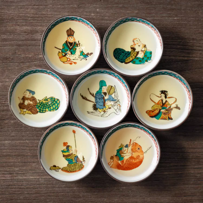 Kutaniyaki Shichifukujin Tea Cup Set - MASU