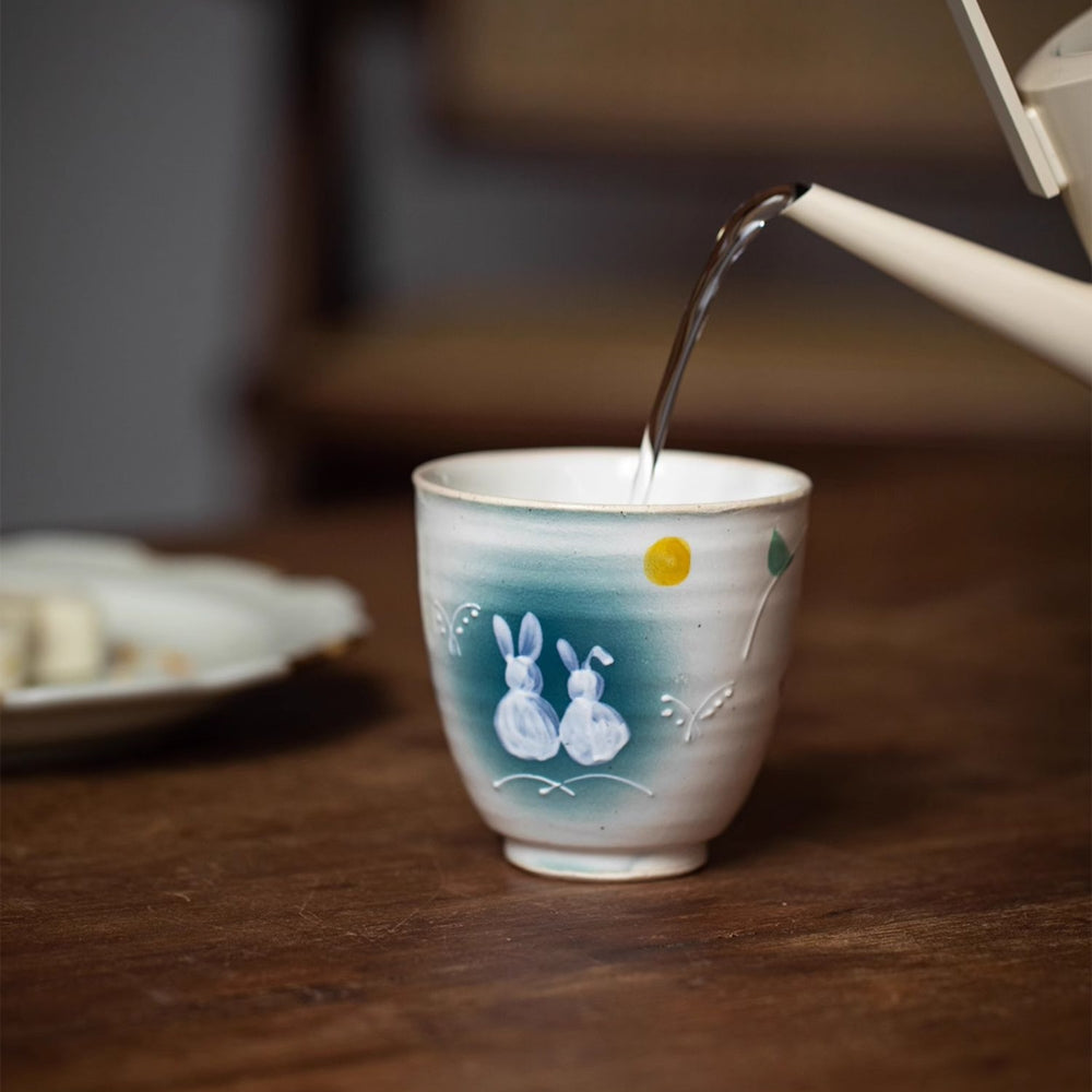 Mino Ware Tsukiyo Usagi Couple’s Tea Cup Set - MASU