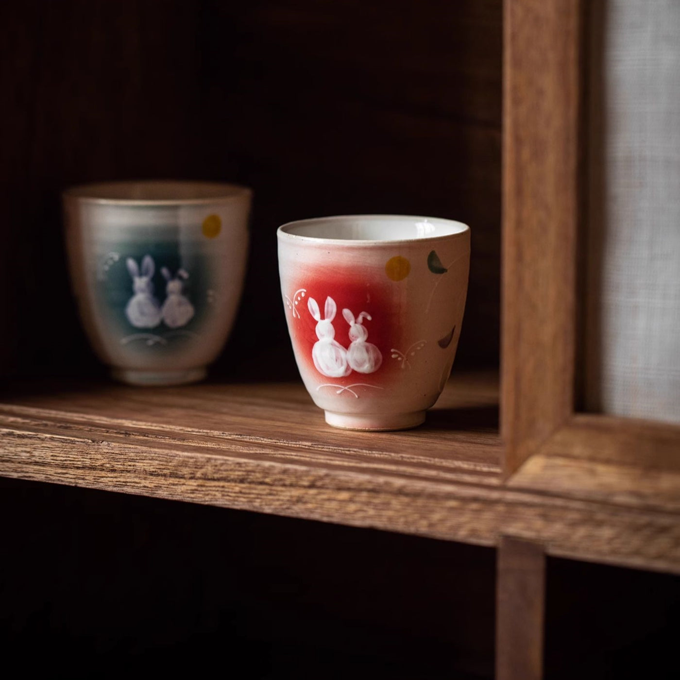 Mino Ware Tsukiyo Usagi Couple’s Tea Cup Set - MASU