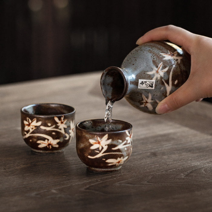 Shino Ware Handcrafted Aki no Sasayaki Sake Set - MASU