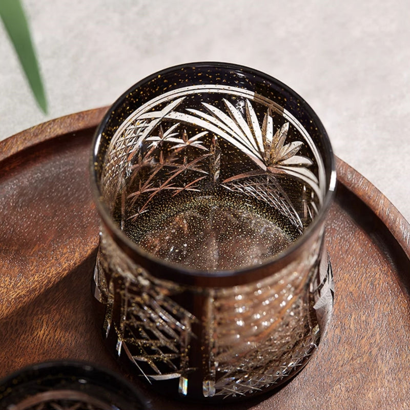 Toyo-Sasaki Yachiyogama Handcrafted Kinpaku Kuro Kiriko Sake Set ...