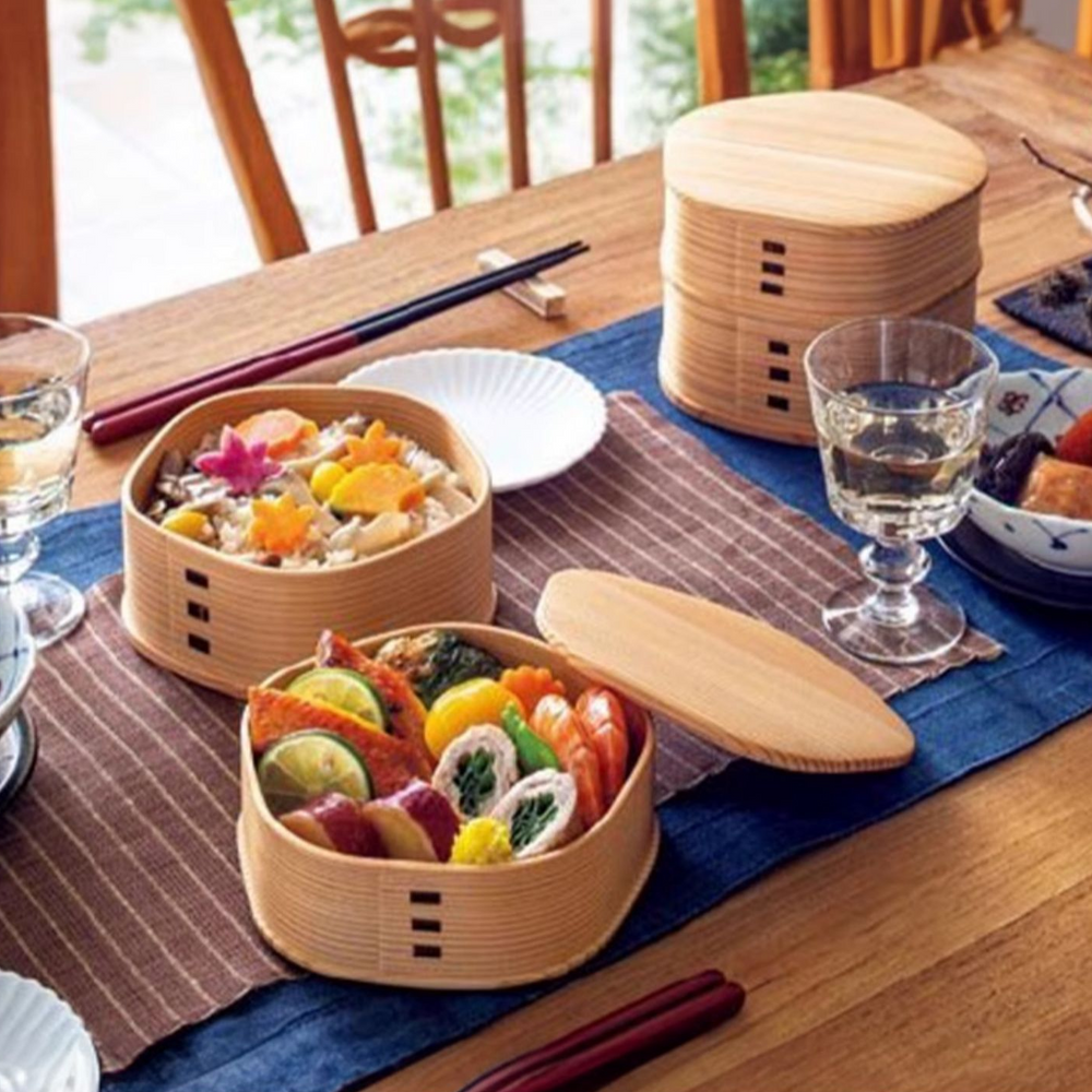 Odate Magewappa Handcrafted Akita Cedar Ume Gata Bento Box - MASU