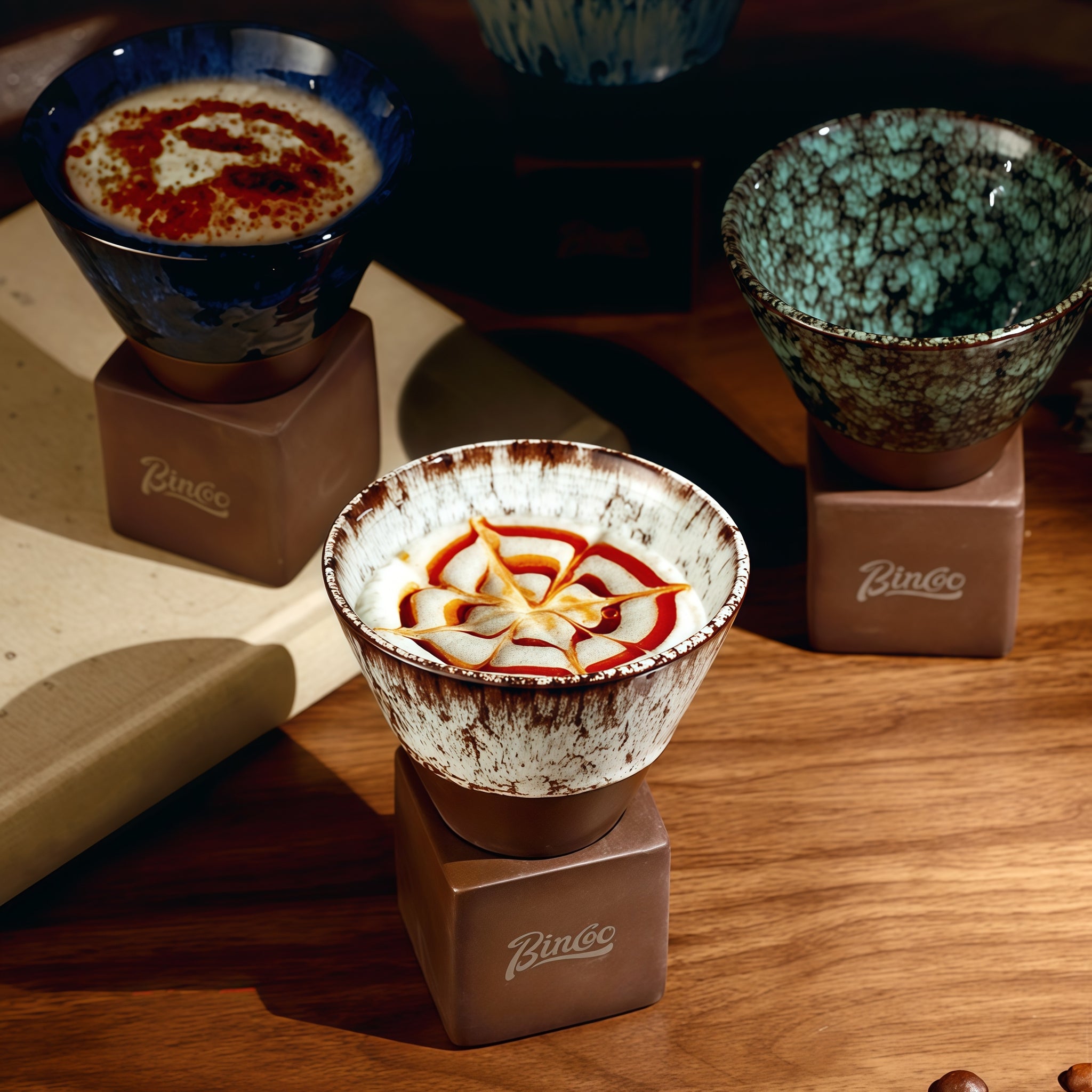 Handcrafted Glaze Cone Ceramic Coffee Cup with Stand - MASU
