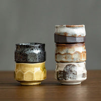 Hatsuichi Mino Ware Handcrafted Yusetsu Ceramic Teacups Set Of Five - MASU