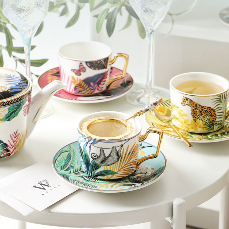 Handcrafted Rainforest Theme Ceramic Tea Cup Gift Sets - MASU
