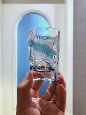 Edo Kiriko Handcrafted Azure Koi Whisky Glass With Wooden Box- MASU