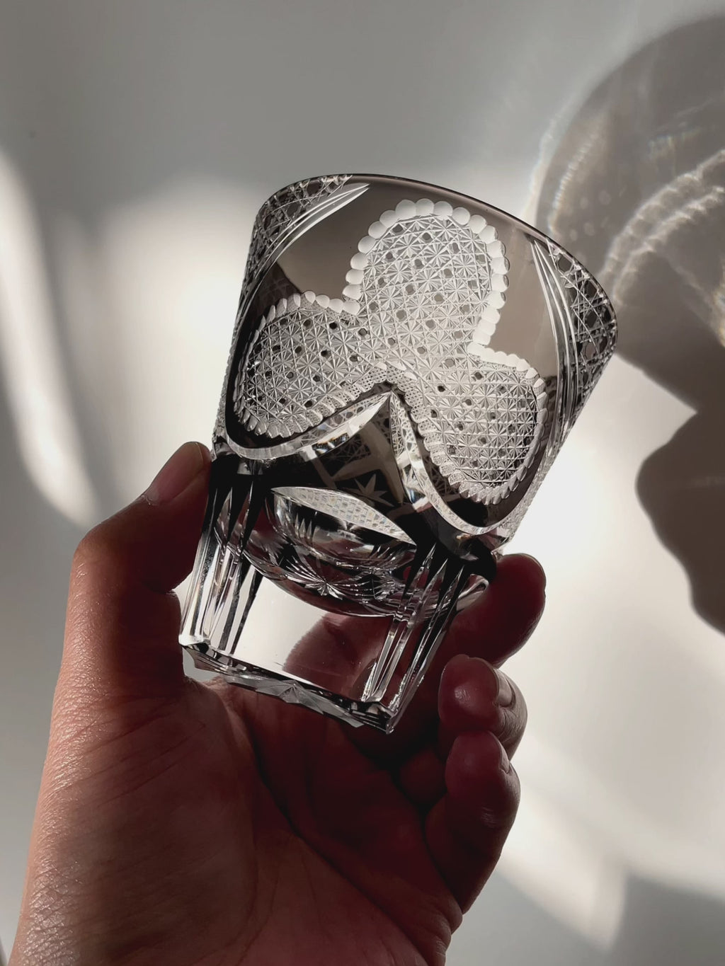 Edo Kiriko Handcrafted Club Crest Whiskey Glass With Wooden Box - MASU