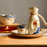Japanese Sakura Sake Ceramic Flagon Sets - MASU