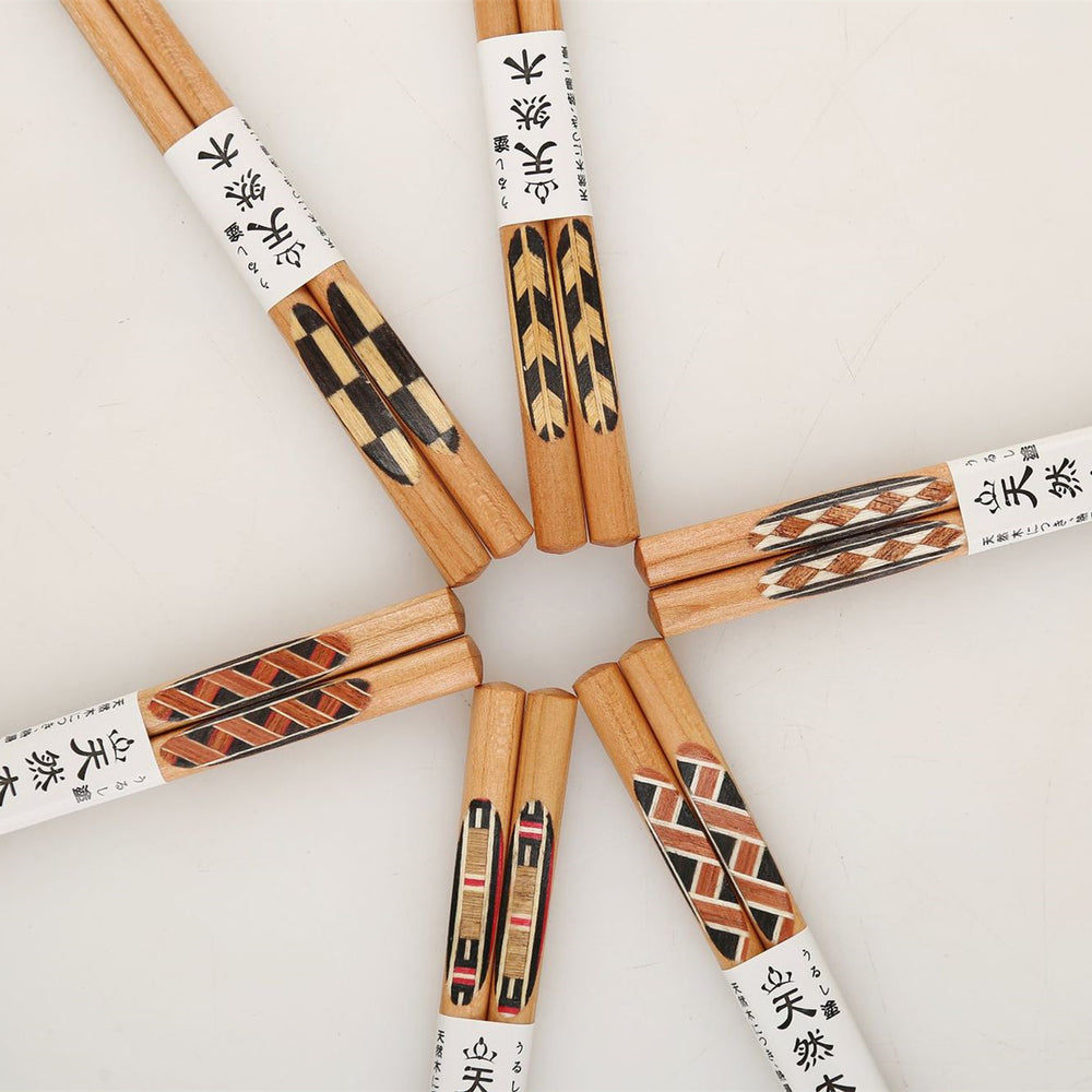 Japanese Assorted Pattern Wooden Chopstick Sets - MASU