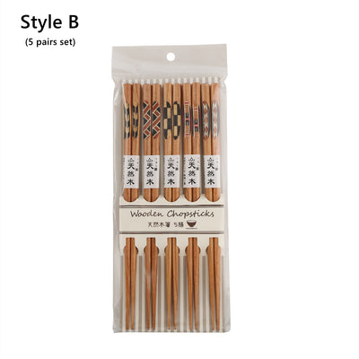 Japanese Assorted Pattern Wooden Chopstick Sets - MASU