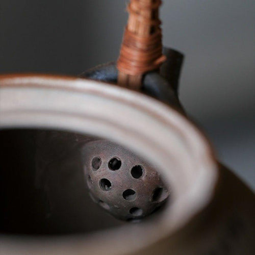 Handcrafted Ceramic Ball Shaped Boiler With Rattan Handle - MASU