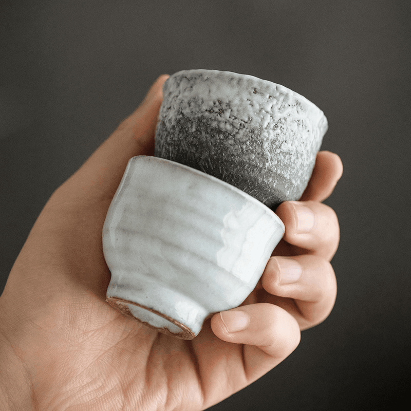 Japanese Handcrafted Sandy Textured Banko Ware Tea Cup Set - MASU