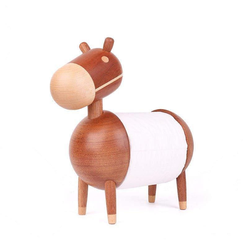 Handcrafted Animal Shaped Wooden Adjustable Toilet Roll Dispensers - MASU