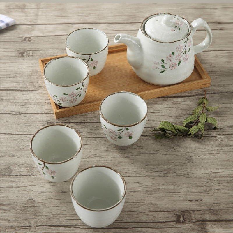 Japanese Handcrafted Ceramic Glazed Sakura Tea Gift Set - MASU
