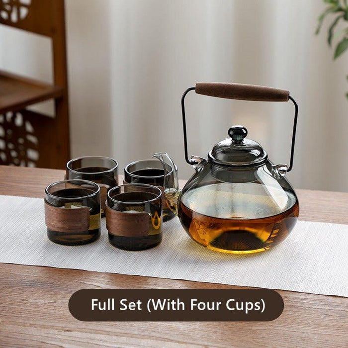 Wood And Glass Fusion Tea Cups Set - MASU