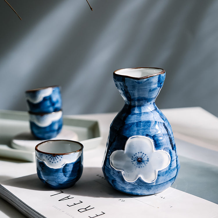 Japanese Sakura Handcrafted Ceramic Sake Sets - MASU