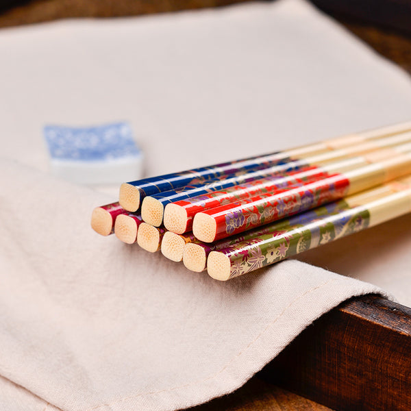 Japanese Botanical Handcrafted Bamboo Chopsticks Set of 5 - MASU