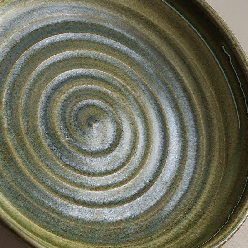 Japanese Handcrafted Curved Ceramic Swirl Plate - MASU