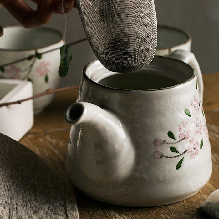 Japanese Handcrafted Ceramic Glazed Sakura Tea Gift Set - MASU